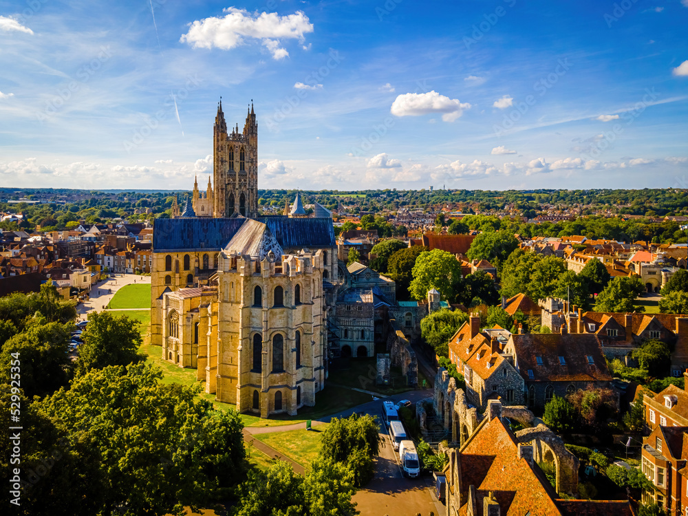 Aerial view of Canterbuty, cathedral city in southeast England, was a ...