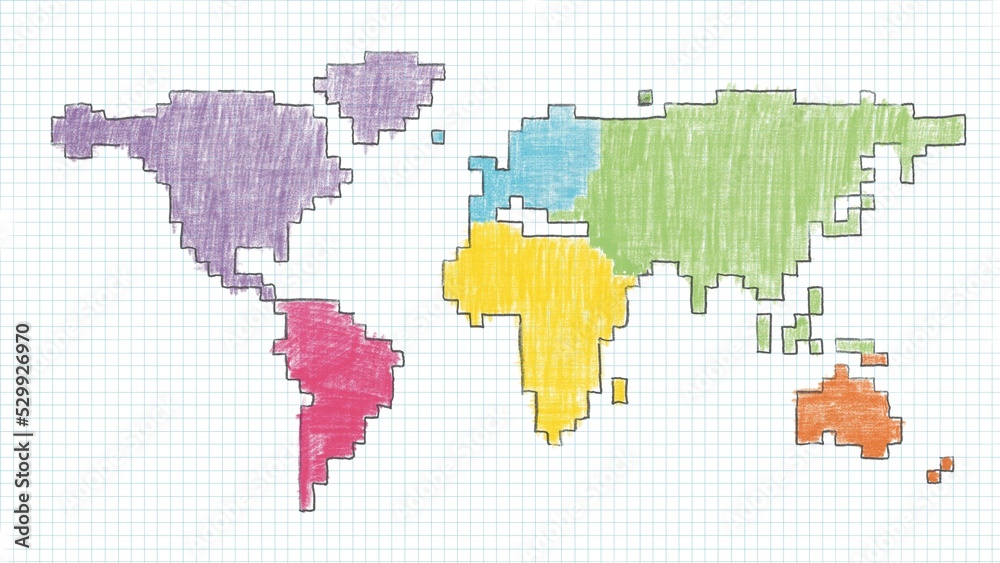 world map pencil drawing Stock Illustration | Adobe Stock