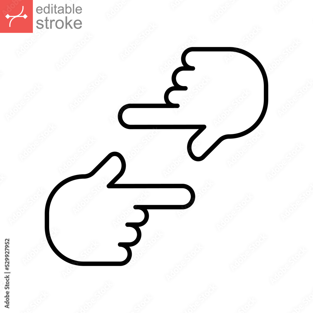 Human hands Cropping line icon. hand gesture process movie production ...
