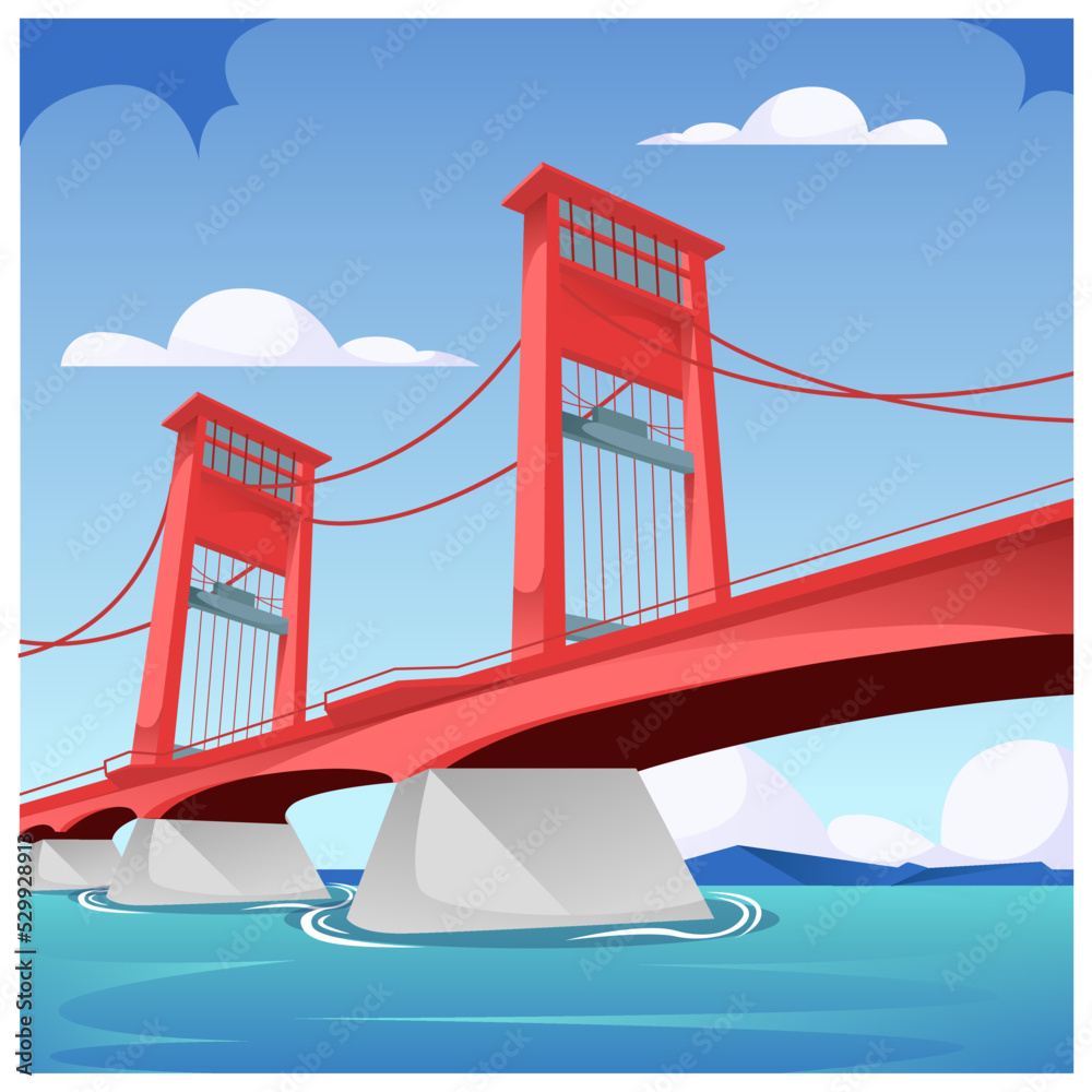 AMPERA Bridge in South Sumatra Indonesia. famous landmark building in ...