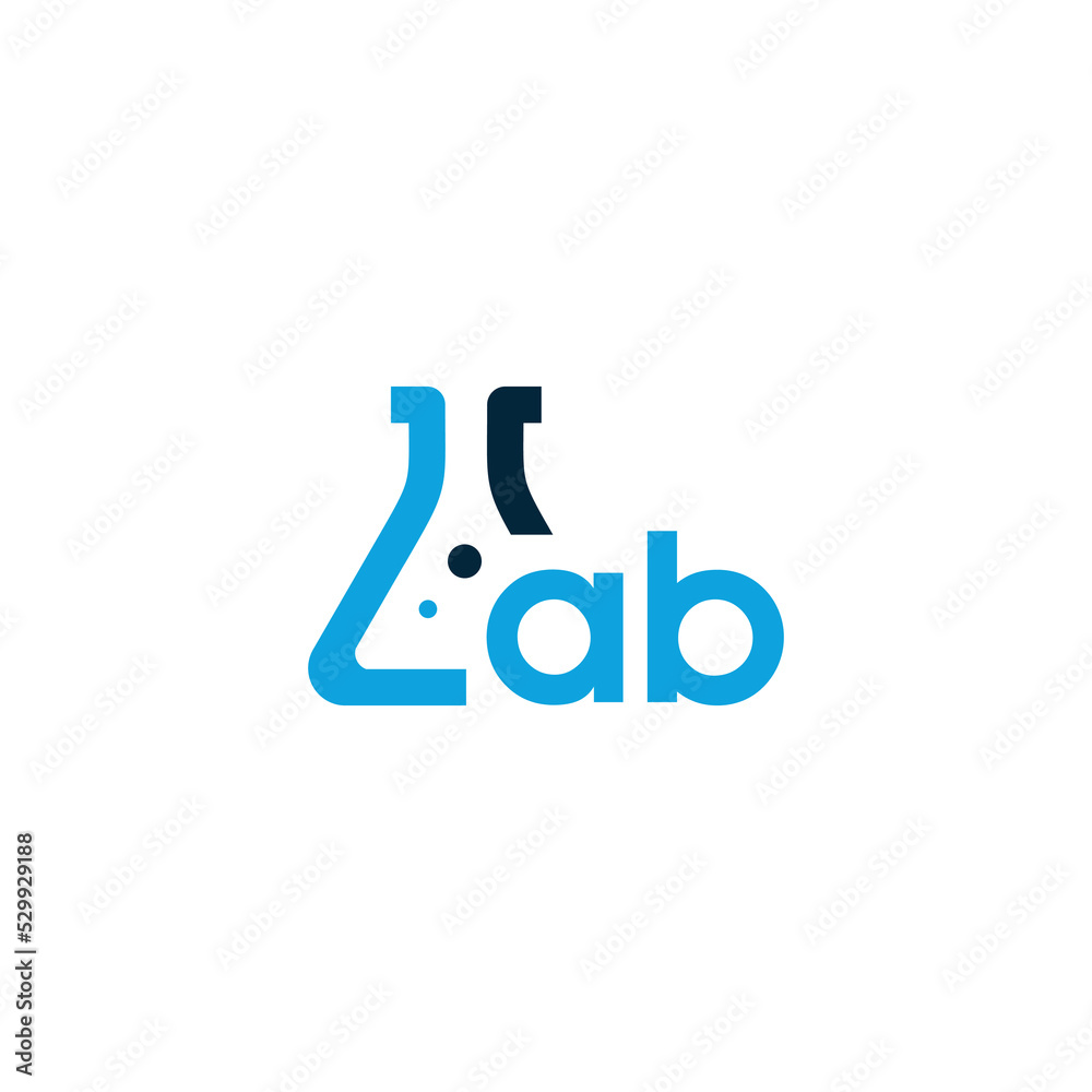 Lab logo letter icon vector isolated design with laboratory glass and ...