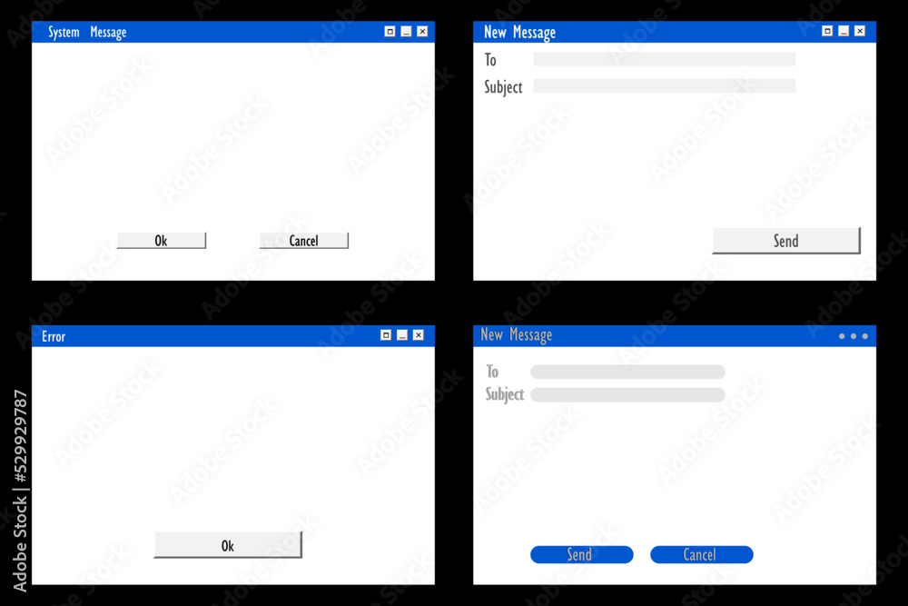 Set Computer Message System Computer Interface Dialog Frame Vector