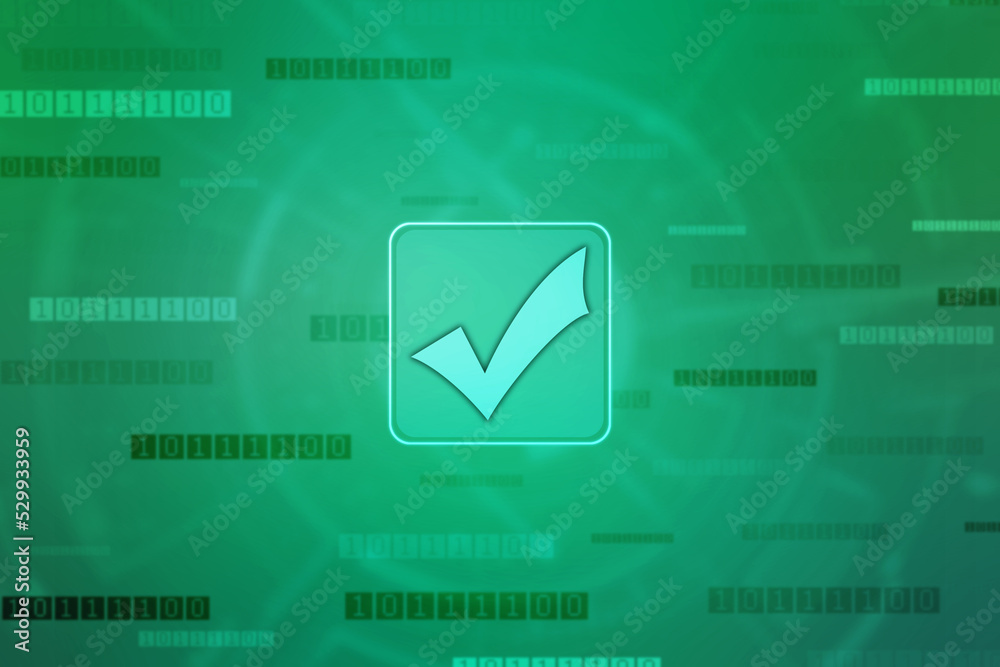 Check mark symbol in digital background, Technology abstract background ...