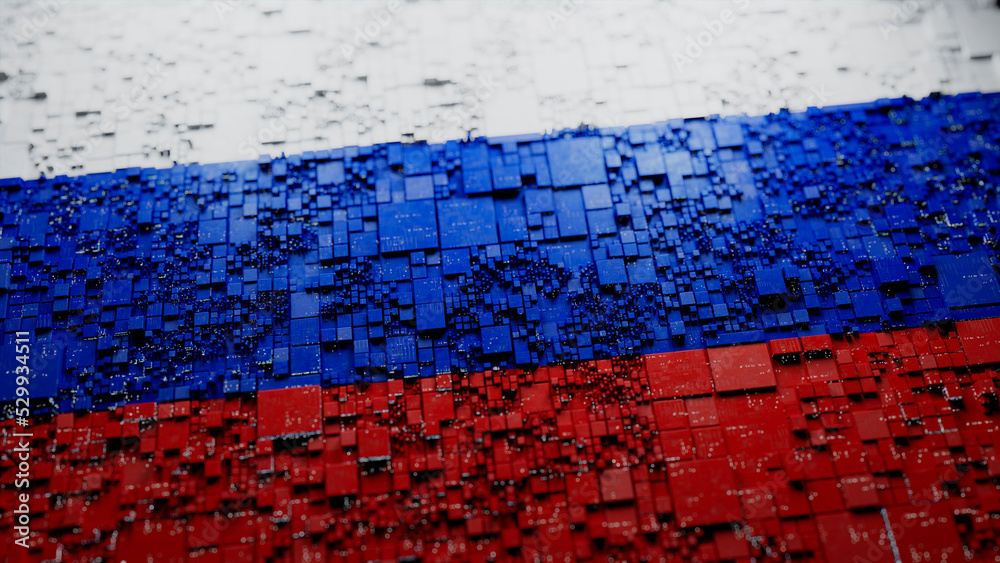 Flag of Russia rendered in a Futuristic 3D style. Russian Network ...