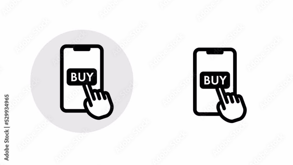Laptop icon animation. A cursor clicking a buy button. Animation with a ...