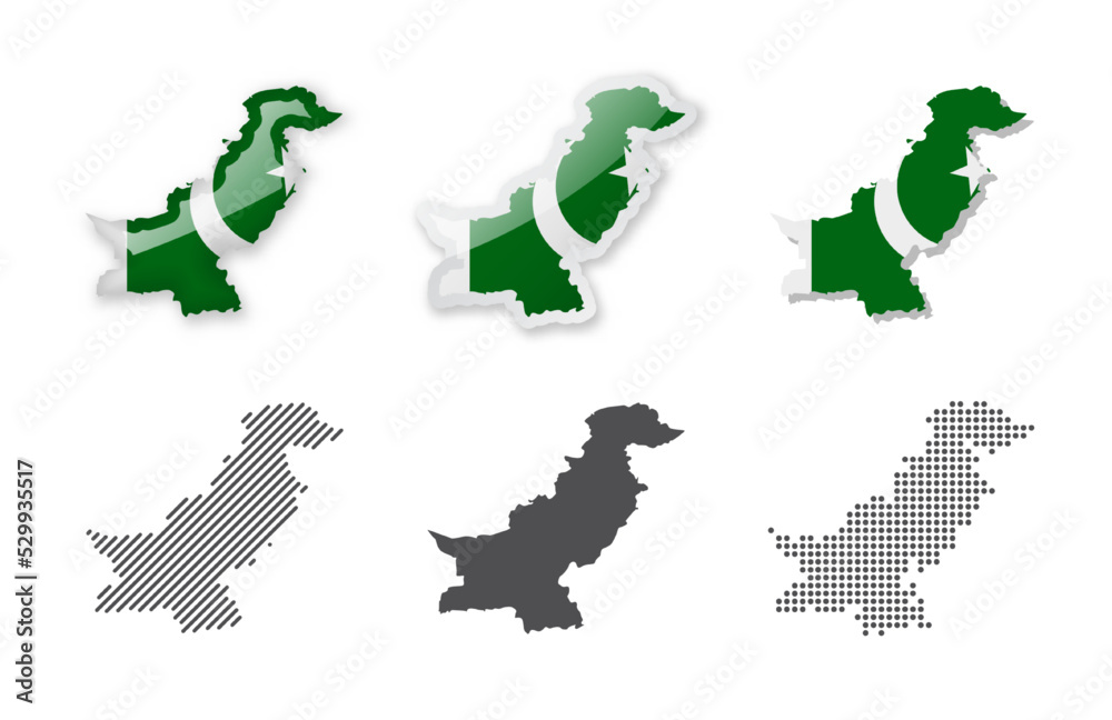 Pakistan - Maps Collection. Six maps of different designs. Stock Vector ...