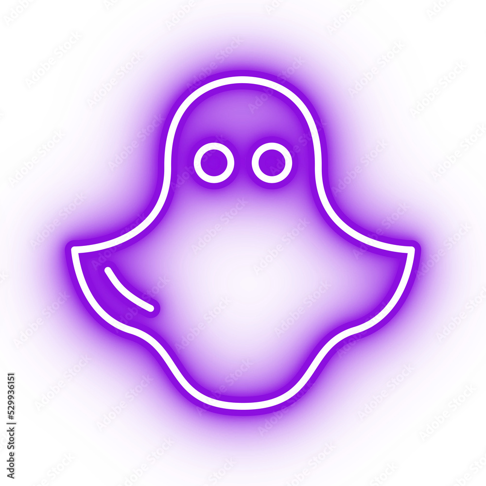 Neon purple ghost icon, illustration of glowing ghost on transparent ...