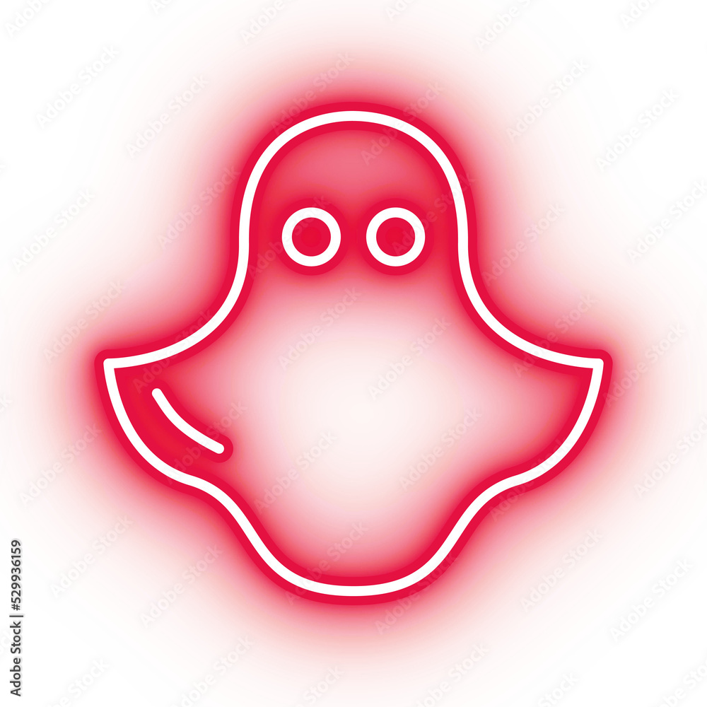 Neon red ghost icon, illustration of glowing ghost on transparent ...