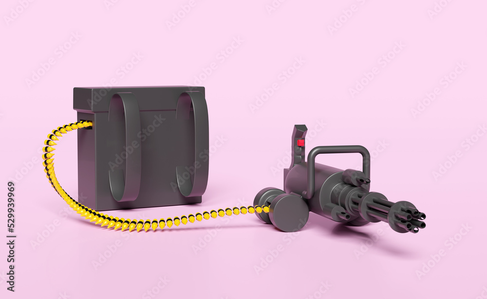 3d minigun system rotary or machine gun weapon automatic isolated on ...