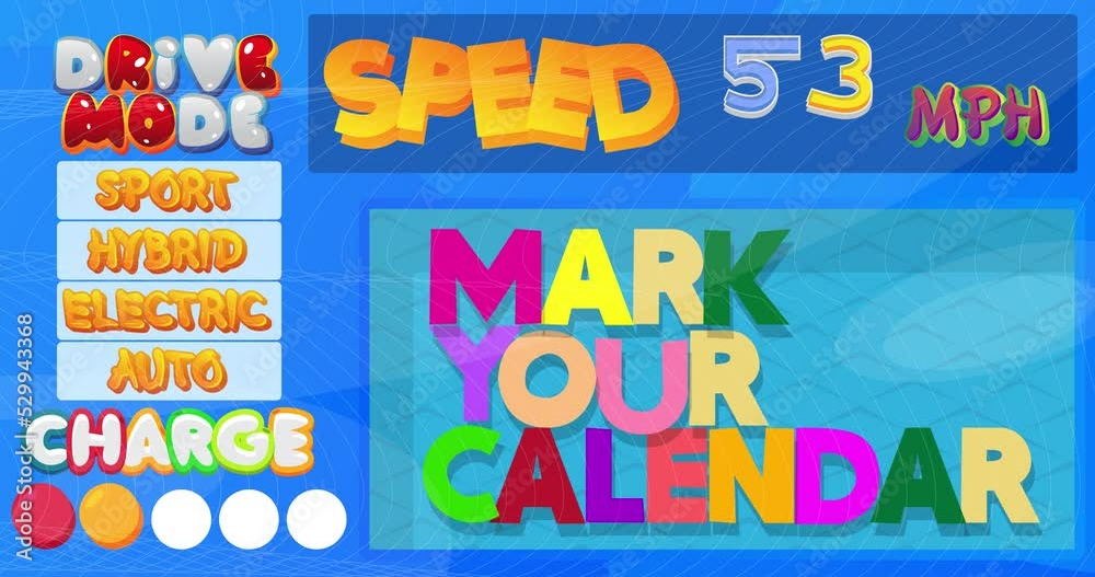 Cartoon Car Dashboard with Mark Your Calendar Text. Digital Graphical ...