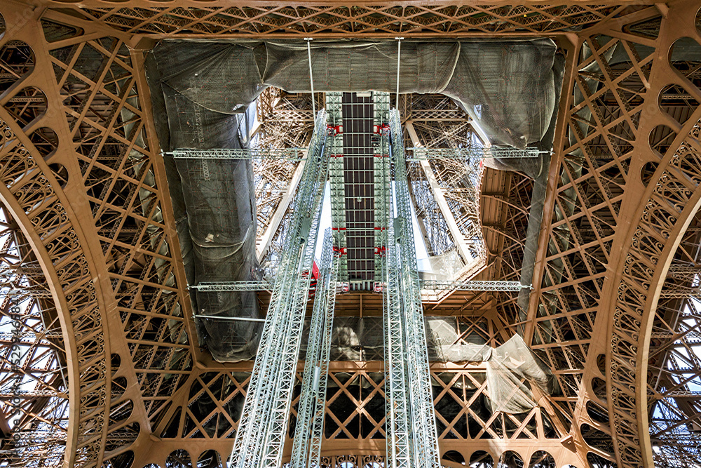 Architecture details of the Eiffel Tower. Closeup view of the framework ...