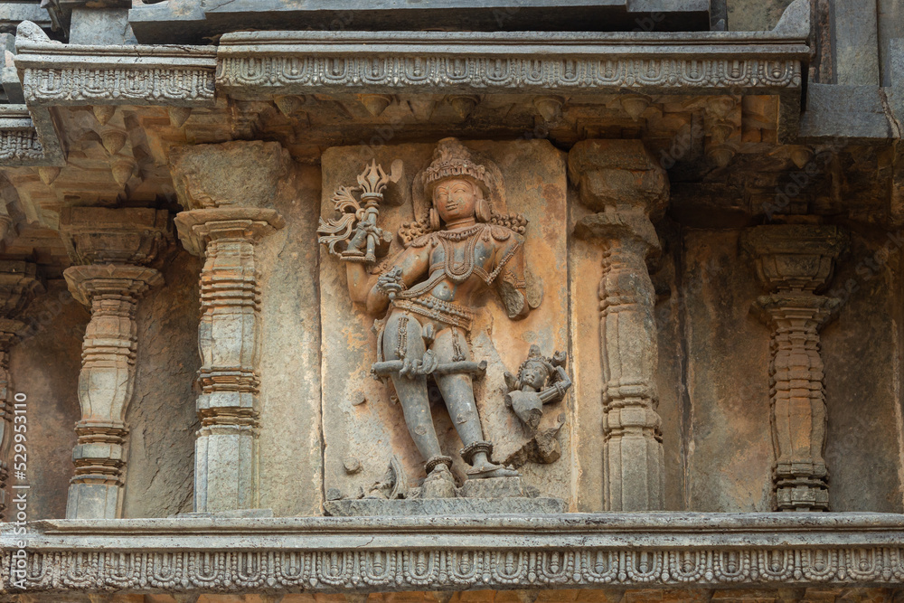 Broken Sculpture of Lord Shiva on the Hoyasaleshwara Temple, Halebeedu ...