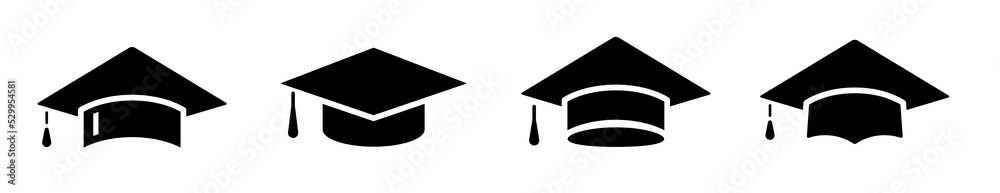 Graduation cap set. Icon set related to graduation and learning ...