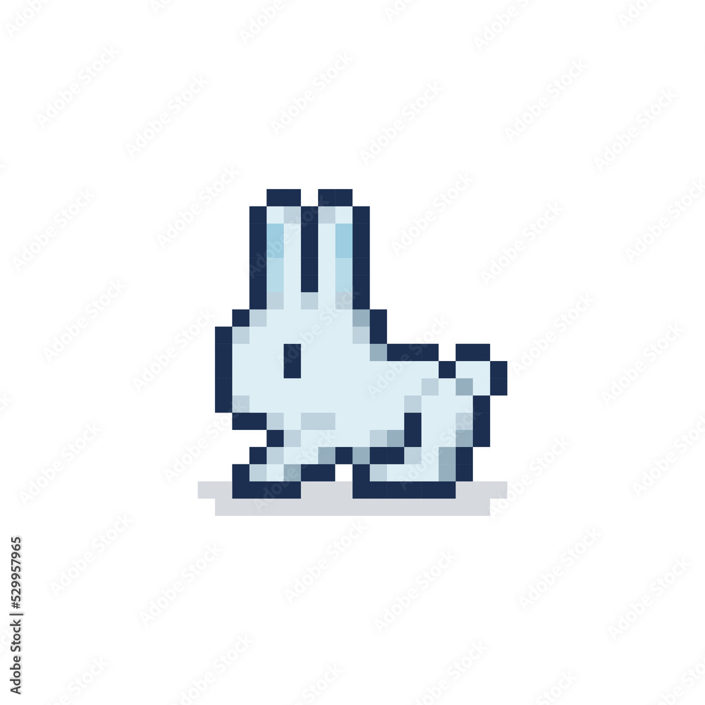 White rabbit illustration, cartoon pixel art Stock Vector | Adobe Stock