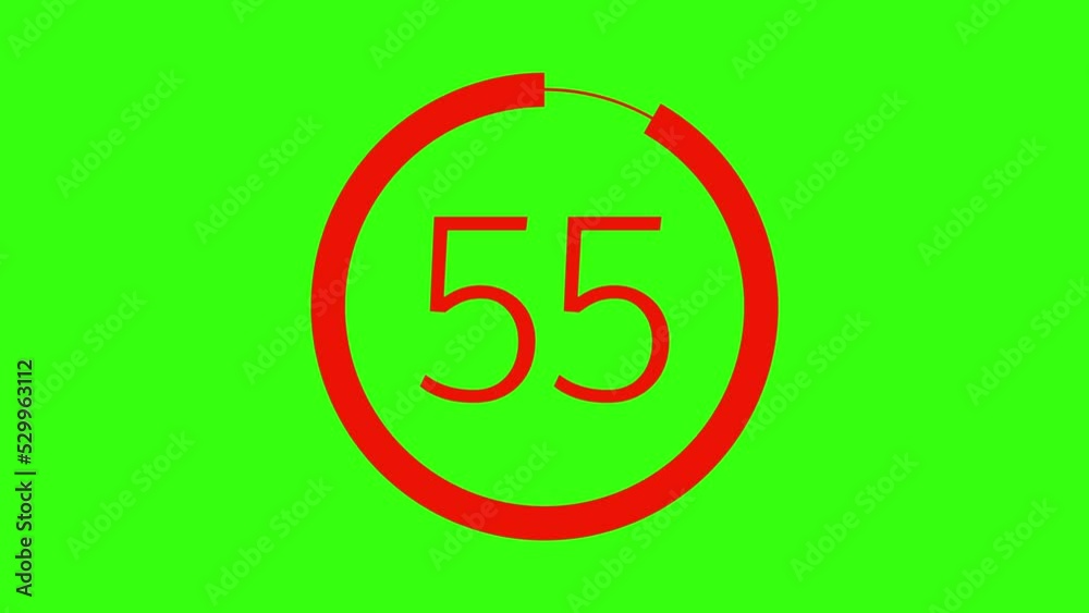 Simple 60 Seconds 1 Minute Countdown Timer With Animated Red