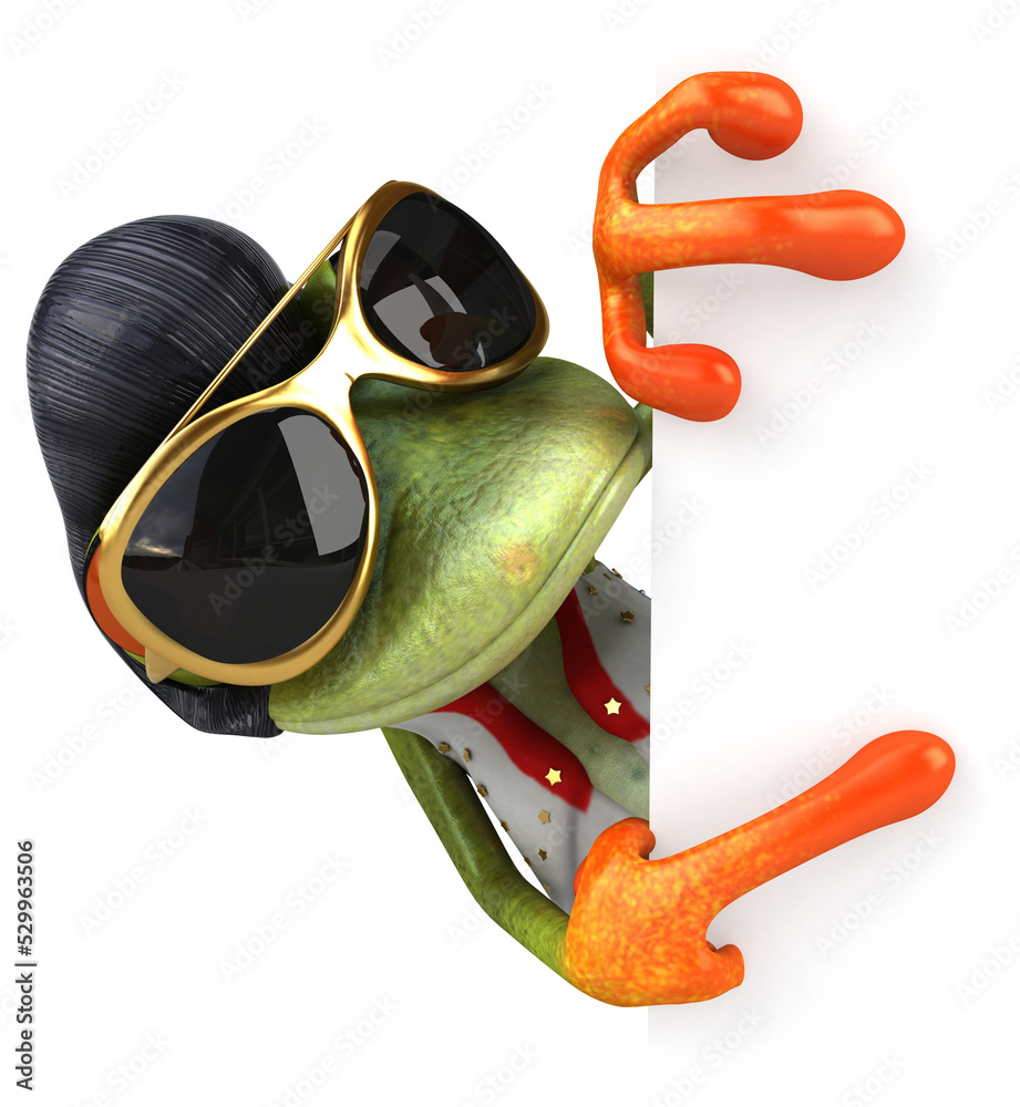 Poster Fun 3D cartoon illustration of a frog rocker – Wall Art | UkPosters