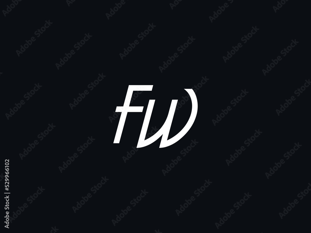 Modern FW Logo Image, unique Fw wf Logo Letter Vector Black White Stock ...