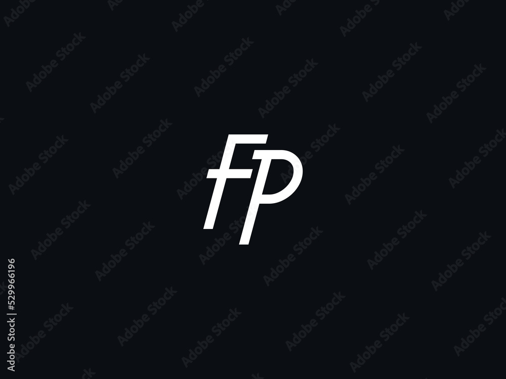 Modern FP Logo Image, unique Fp pf Logo Letter Vector Black White Stock ...