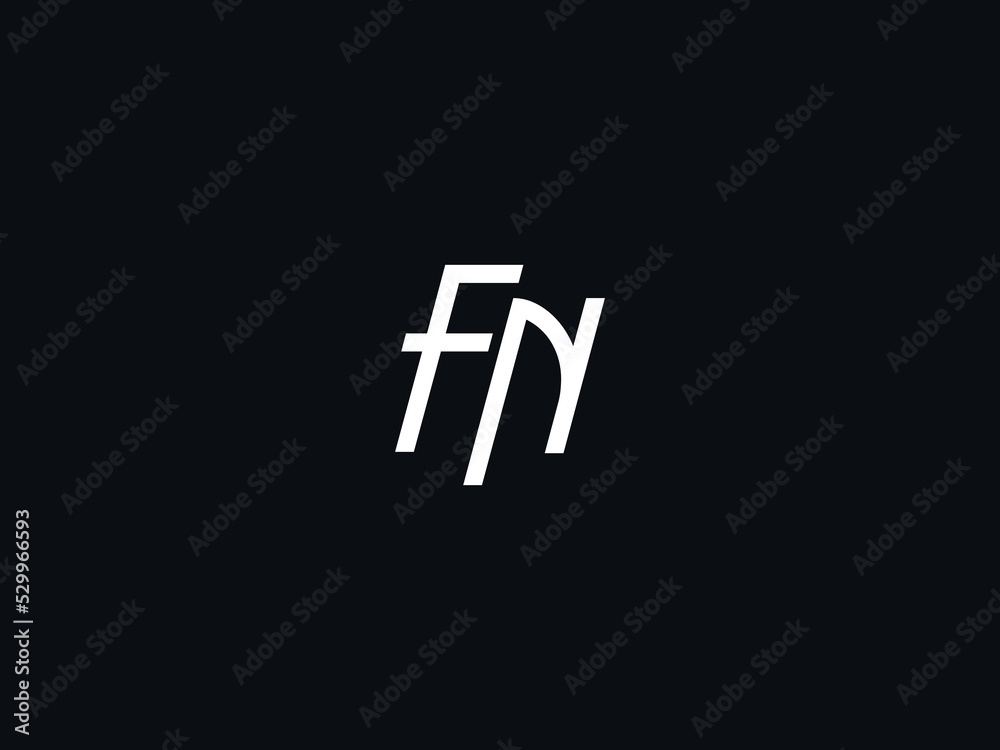 Modern FN Logo Image, unique Fn nf Logo Letter Vector Black White Stock ...