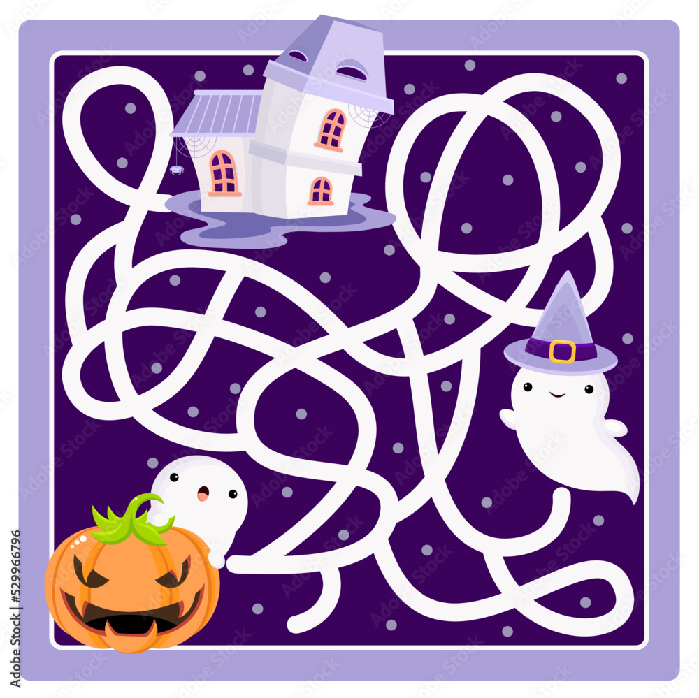Help two little ghosts find the way to haunted house. Labyrinth for ...
