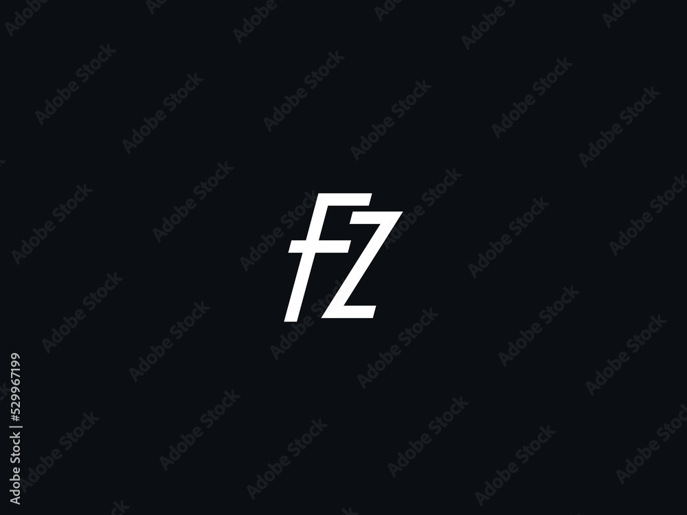 Modern FZ Logo Image, unique Fz zf Logo Letter Vector Black White Stock ...