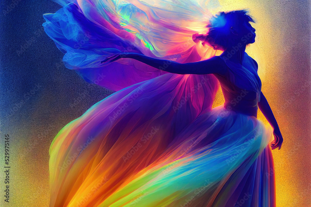 beautiful abstract colorful dancing goddess, digital illustration ...