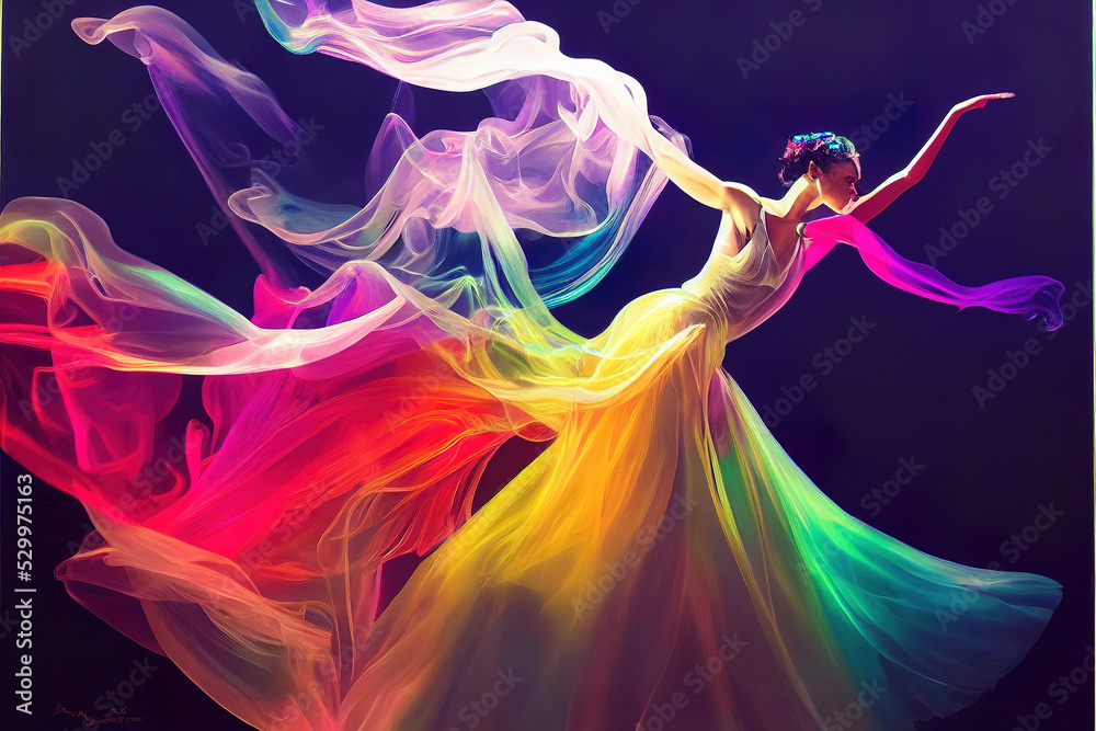 beautiful abstract colorful dancing goddess, digital illustration, digital painting, cg artwork ...