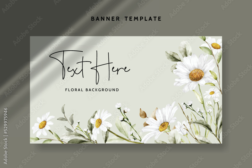 elegant floral banner template with beautiful daisy flower Stock Vector ...