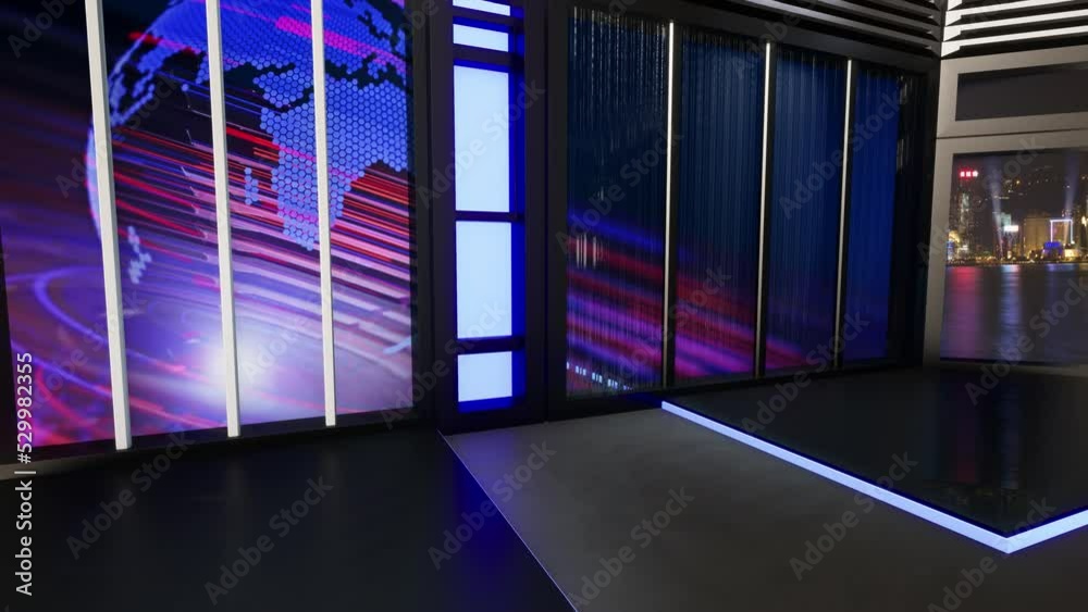 News Studio, Backdrop For TV Shows .TV On Wall.3D Virtual News Studio ...