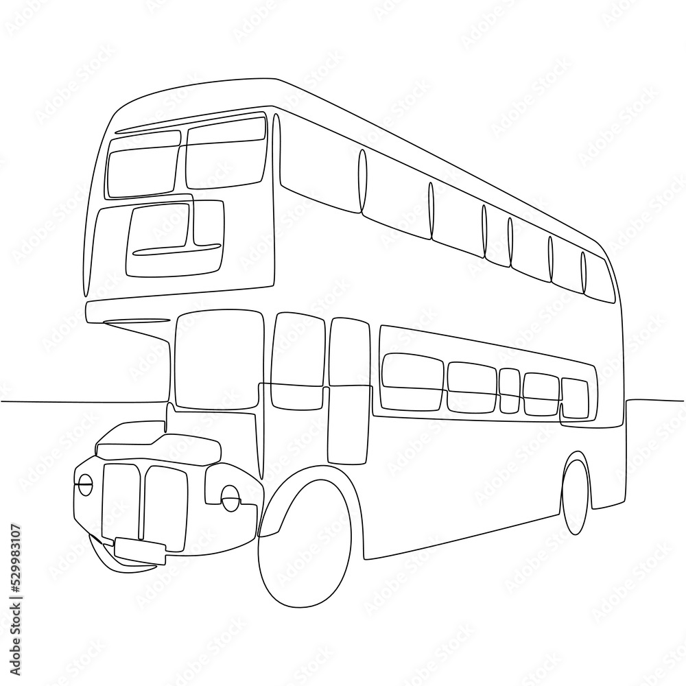 Continuous line drawing of traditional London bus Stock Vector | Adobe ...