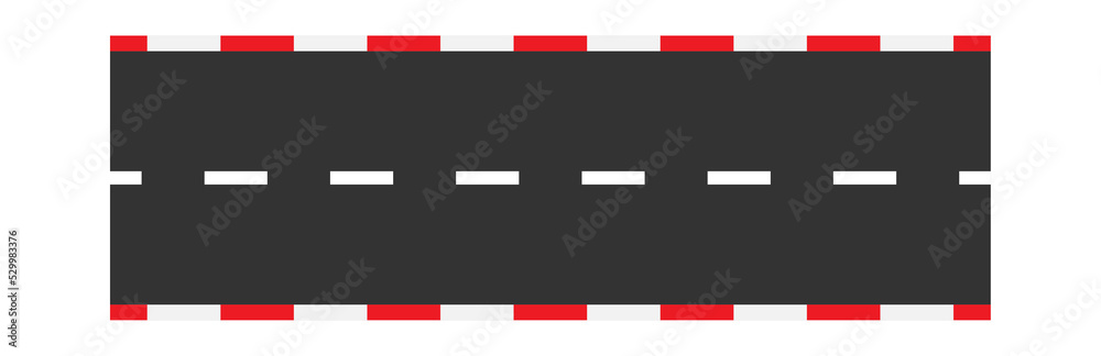 Rally races line track or road marking. Car or karting road racing ...