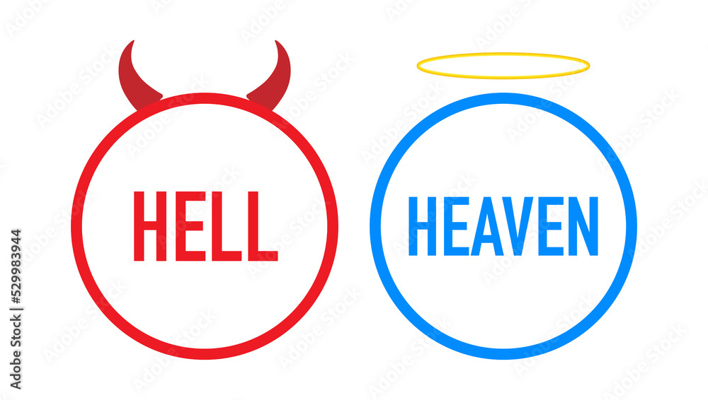 Hell or heaven. Angel and devil symbol. Good and bad on white ...