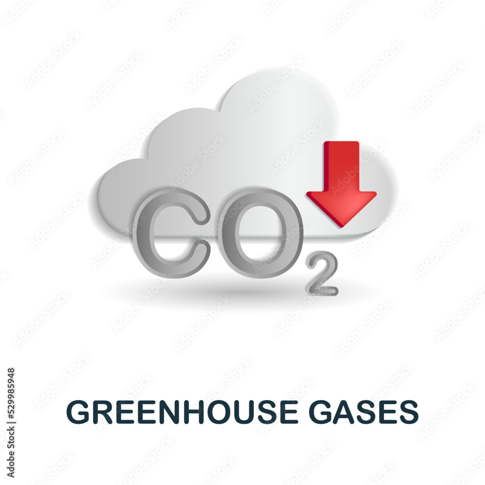 Greenhouse Gases icon. 3d illustration from climate change collection ...