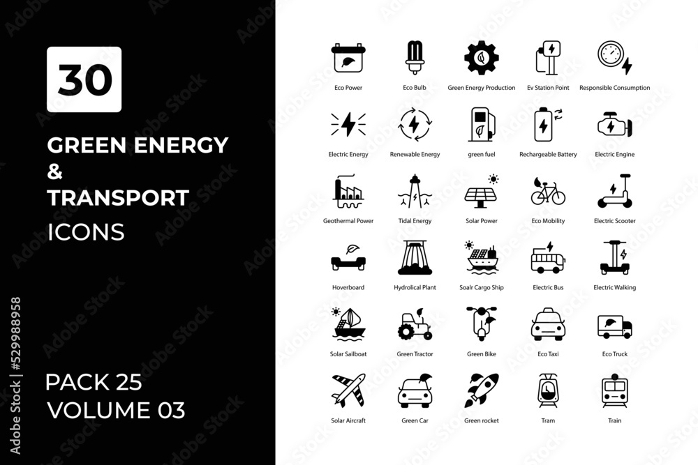 Green Energy Transport icons collection. Set contains such Icons as ...
