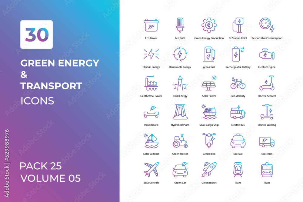 Green Energy Transport icons collection. Set contains such Icons as ...