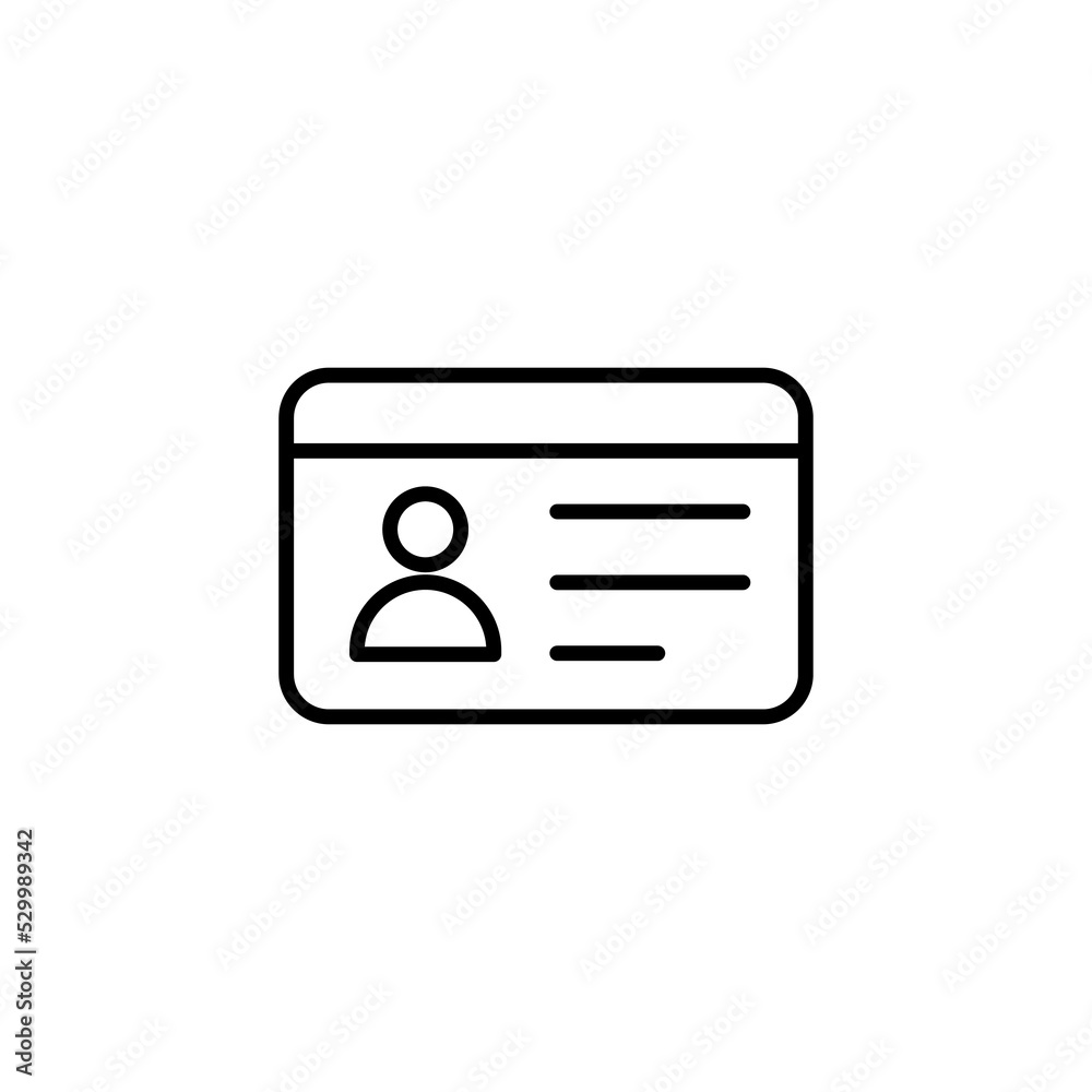 License icon for web and mobile app. ID card icon. driver license ...