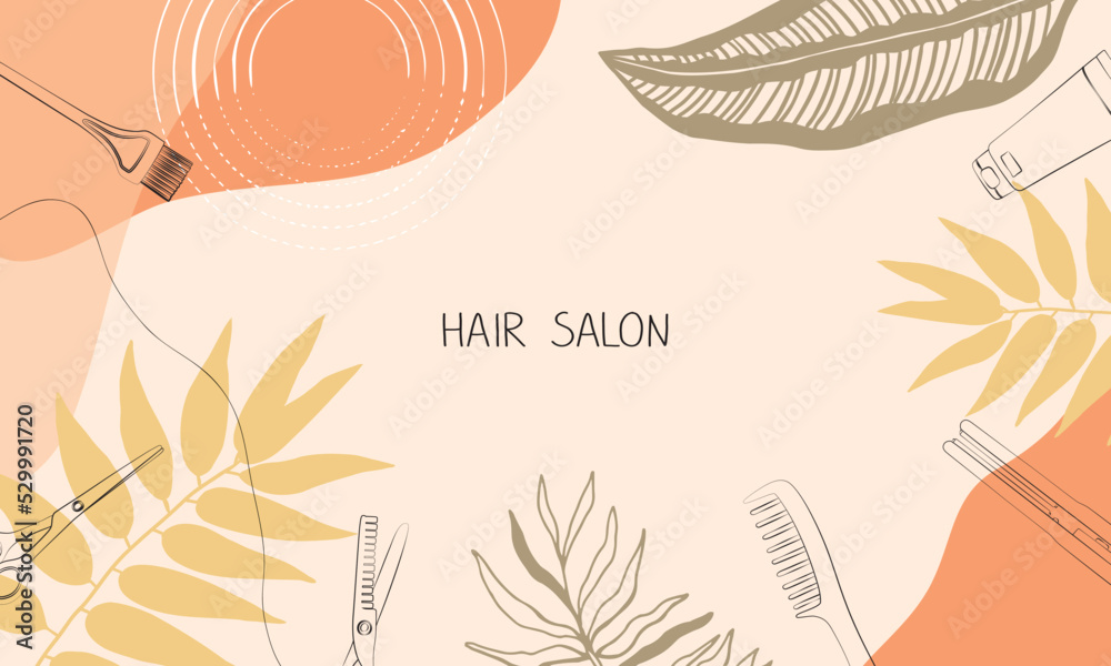 Frame, border of hairdressing tools. Hair salon accessories outline ...