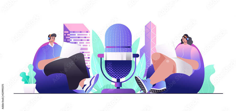Radio station concept for web banner. Hosts radio programs broadcast ...