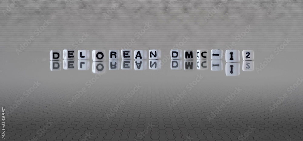 delorean dmc 12 word or concept represented by black and white letter ...