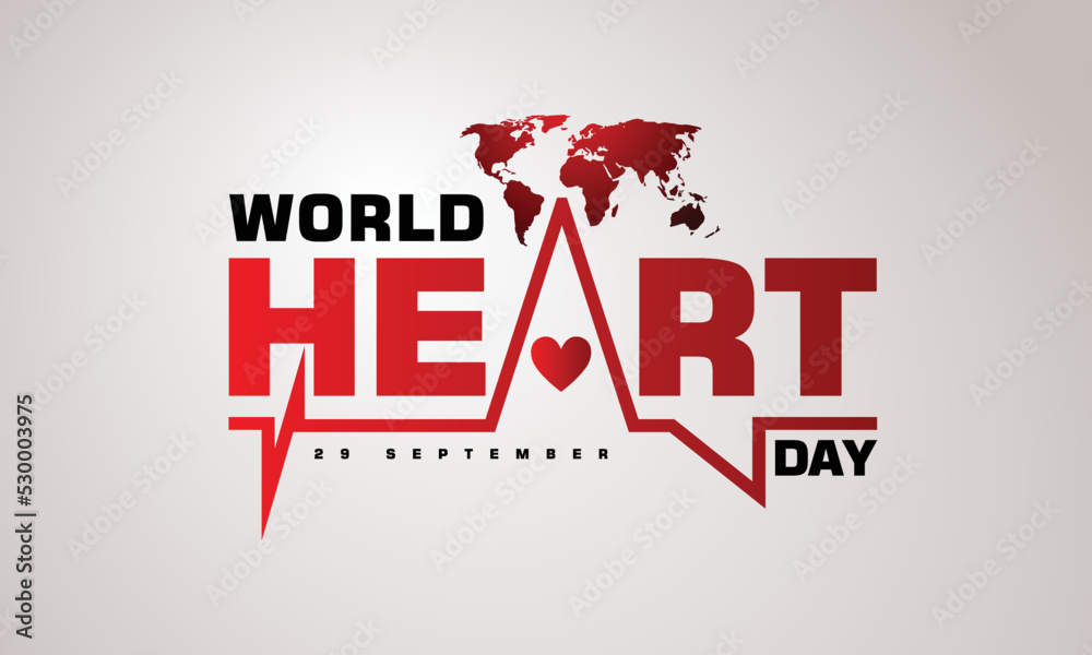 World Heart Day Logo Design With World Map Stock Vector | Adobe Stock