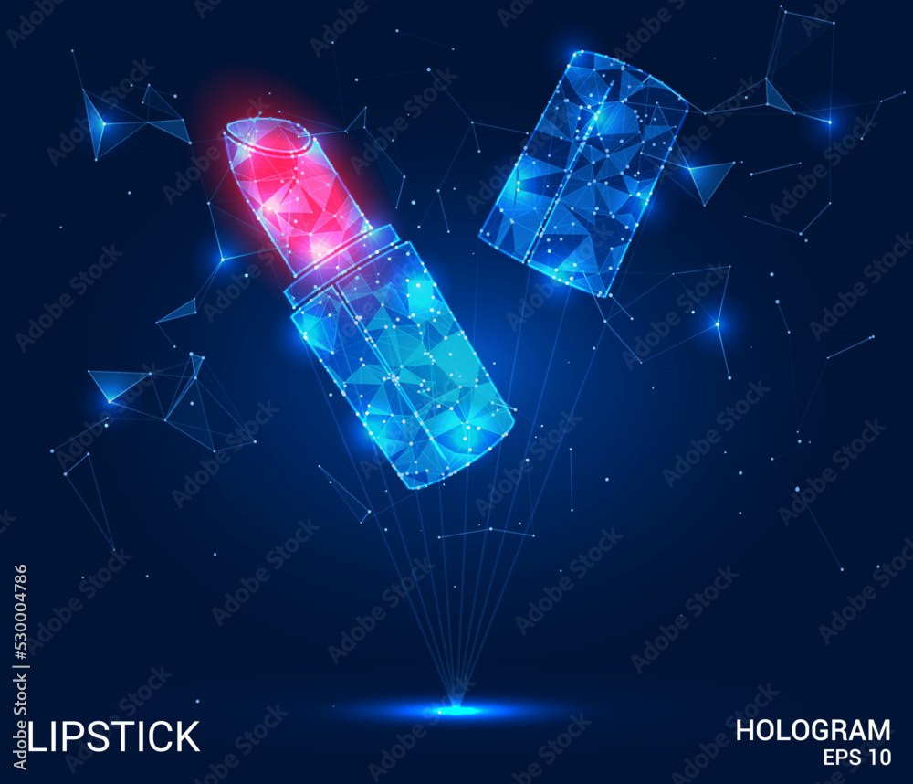 Hologram lipstick. Lipstick made of polygons, triangles of dots and ...