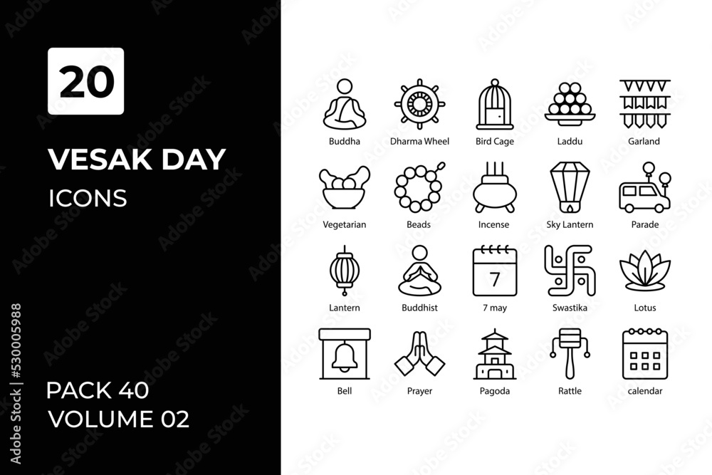 Vesak Day icons collection. Set contains such Icons as asia, asian ...