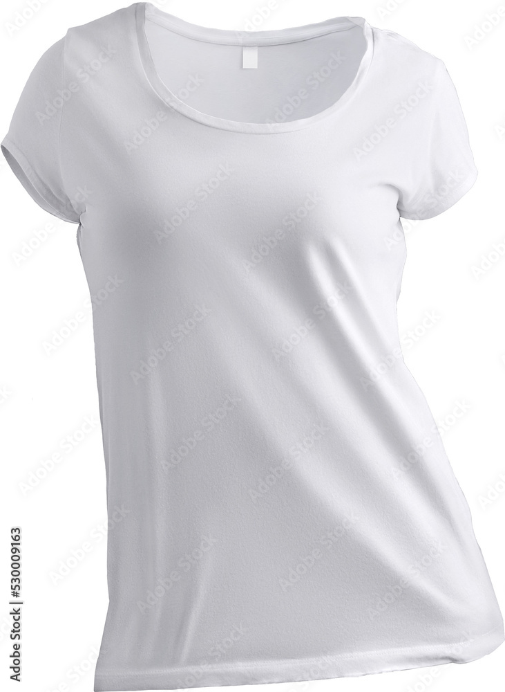 PNG. Woman t-shirt mockup 3d rendering, isolated on transparent ...