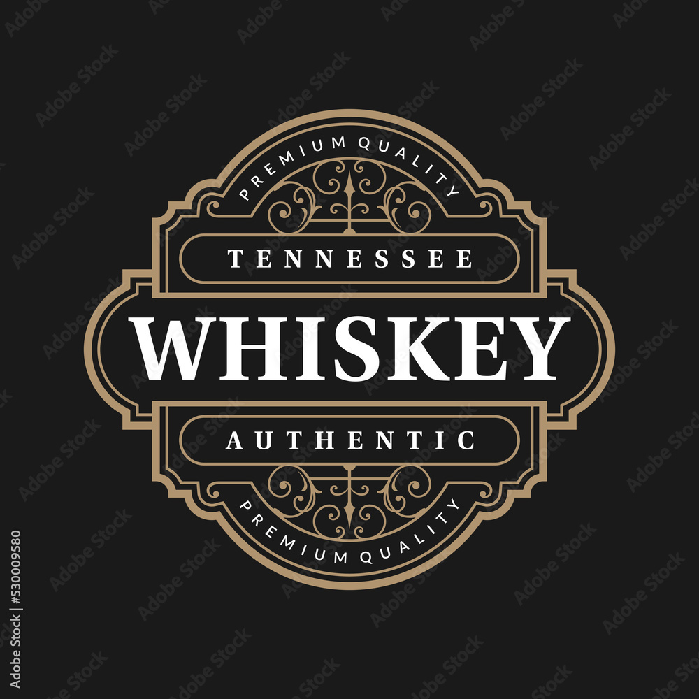 Vintage frame logo. Antique packaging label. Suitable for whiskey ...