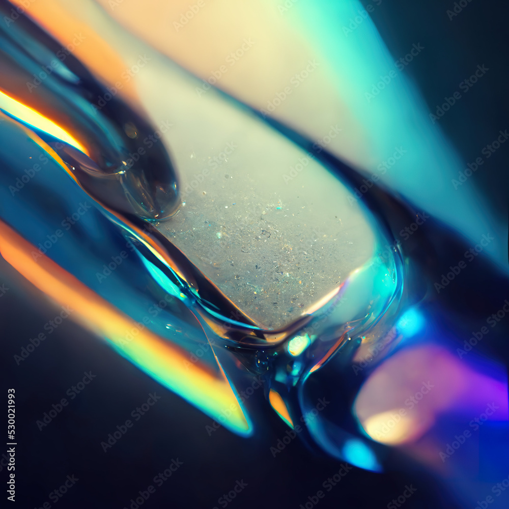 Irridescent glass, close up. Neon colors background. Stock Illustration ...