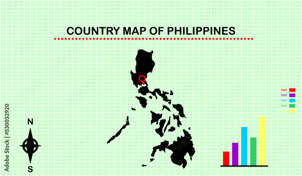 VECTOR MAP OF PHILIPPINES WITH GRID BACKGROUND. ACCOMPANYED WITH ...