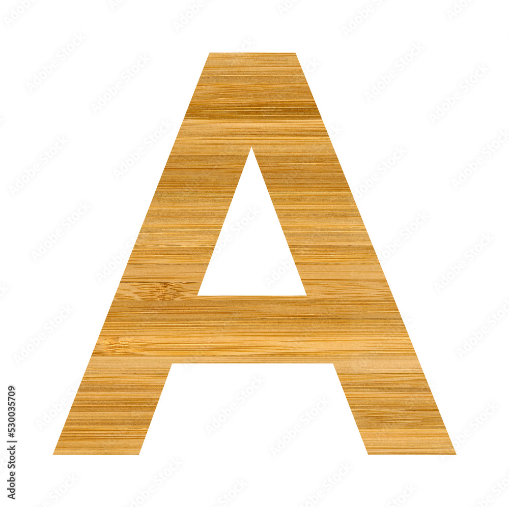 Big letter A used in English alphabet, letter A cut from wooden bamboo ...
