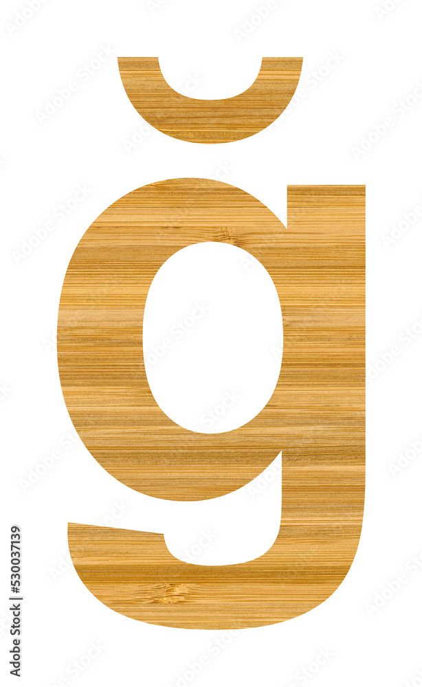 Small letter g or ğ used in Turkish alphabet, letter g or ğ cut from ...