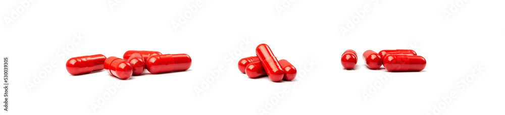 Red Pill Capsules Medicine Isolated, Analgesic Pile, Painkiller Drugs ...