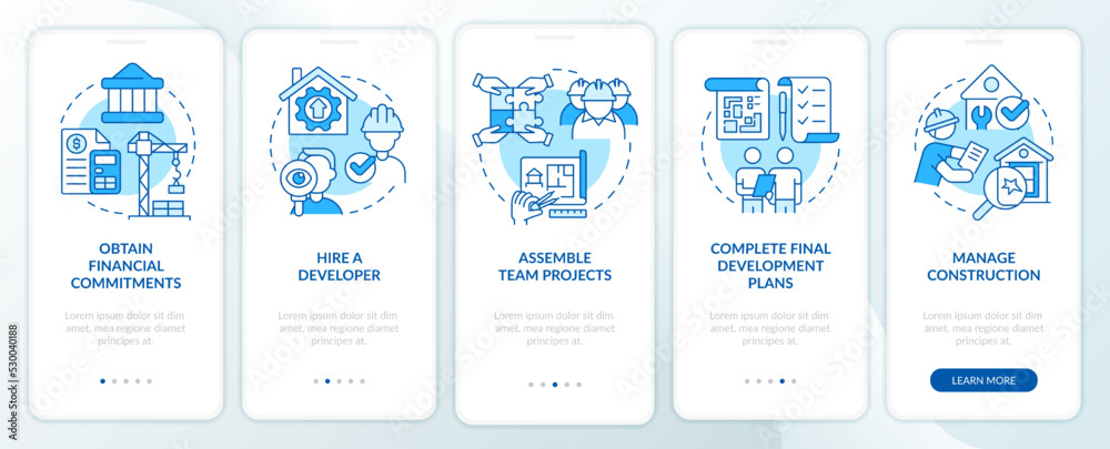 Advices for housing development blue onboarding mobile app screen ... Advices for housing development blue onboarding mobile app screen ...
